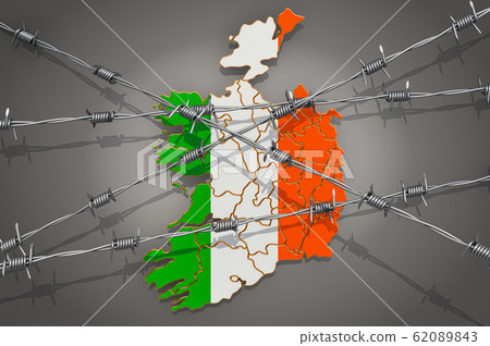 Map of Ireland with barbed wire, 3D rendering - Stock Illustration ...