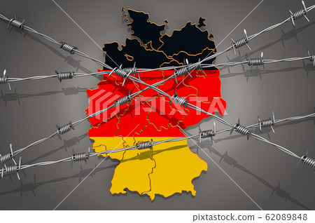Map of Germany with barbed wire, 3D rendering - Stock Illustration ...