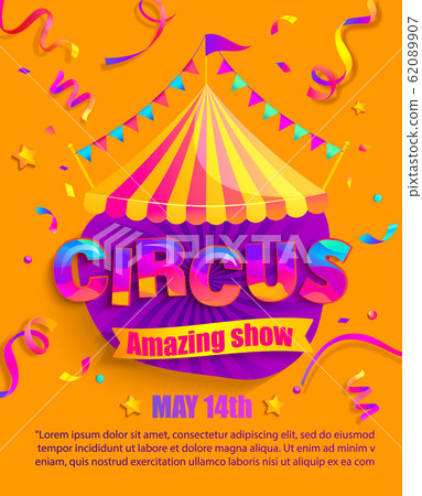 Circus banner with retro light bulbs frame. - Stock Illustration ...