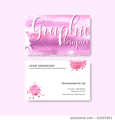 Splash color name card design with purple - Stock Illustration ...