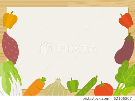 Vegetable and wooden frame (rectangular, A4... - Stock Illustration ...
