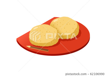 Yellow powdered rice cake cartoon - Stock Illustration [62106990] - PIXTA