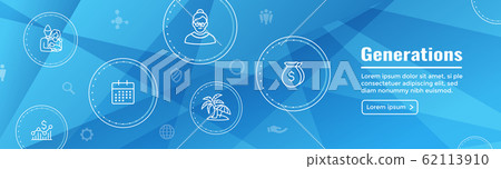 Generations and Aging Web Header Banner and Icon - Stock Illustration ...