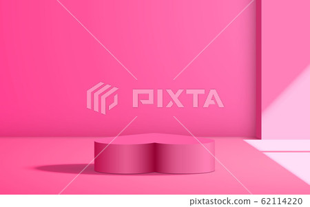 pink heart podium with sunlight in the pink room - Stock Illustration ...
