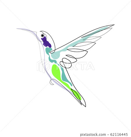 Hummingbird. Continuous line. Flying bird logo.... - Stock Illustration ...