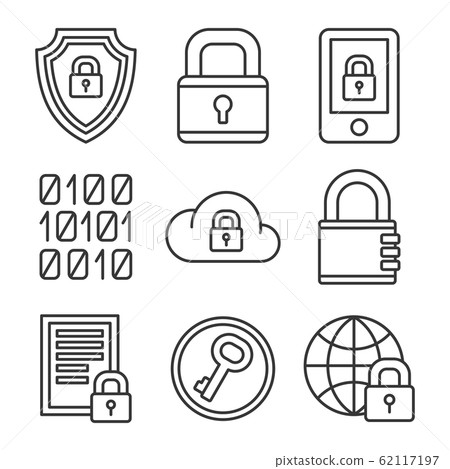 Digital Encrypt Technology Security Icons Set.... - Stock Illustration [62117197] - PIXTA