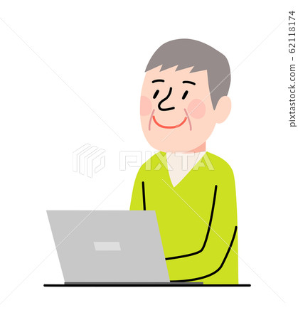 Senior men using a computer - Stock Illustration [62118174] - PIXTA