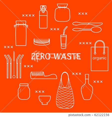 Eco friendly lifestyle Zero waste Reusable product - Stock Illustration ...