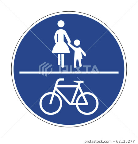 A shared pedestrian and Bicycle path. Road sign...-插圖素材 [62123277 ...