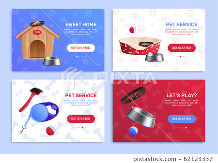 Dog Accessories Realistic Cards - Stock Illustration [62123337] - PIXTA