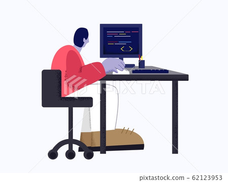 Modern male web developer working with program... - Stock Illustration ...