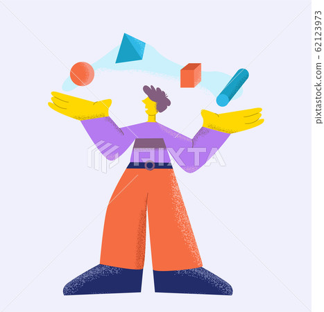 Vector illustration male person juggling 3d... - Stock Illustration ...
