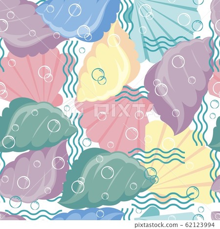 Abstract seamless pattern of multicolored shells. - Stock Illustration ...