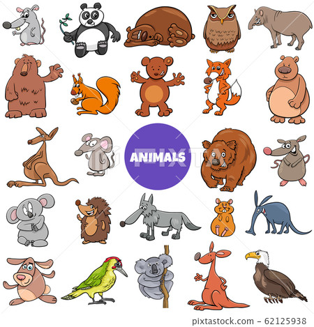 comic wild animal characters large set - Stock Illustration [62125938 ...