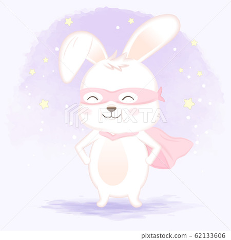 Superhero rabbit hand drawn animal cartoon - Stock Illustration ...