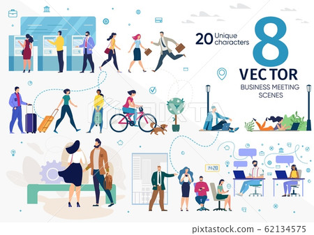 City People Life and Work Flat Vector Concepts Set - Stock Illustration ...
