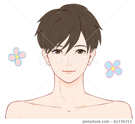 A man with bare skin smiling - Stock Illustration [62136353] - PIXTA