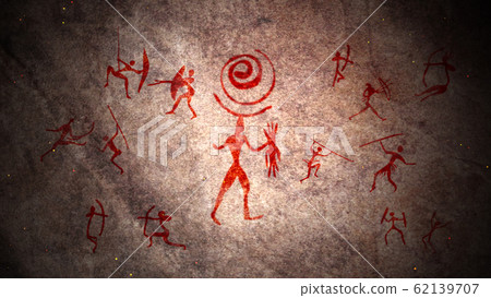 Primitive ancient people with long spears - Stock Illustration ...