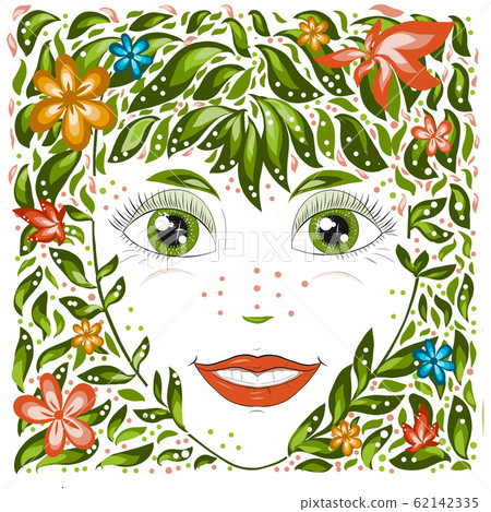 Spring Beautiful girl portrait.Girl spring - Stock Illustration ...