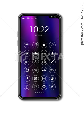 All screen smartphone with icon set isolated on - Stock Illustration ...