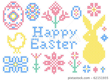 cross stitch embroidery elements - Stock Illustration [62151935] - PIXTA