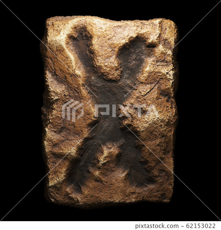 Rocky letter X. Font of stone isolated on black... - Stock Illustration ...