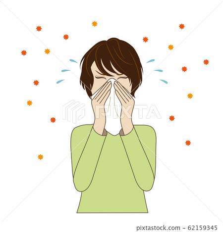 A woman biting her nose by hay fever - Stock Illustration [62159345 ...