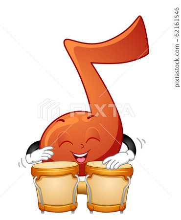 Music Note Mascot Play Bongos Illustration - Stock Illustration ...