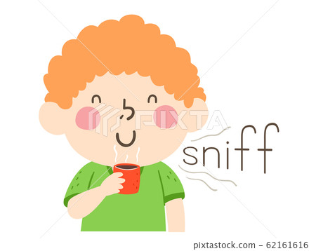 Kid Boy Smell Sniff Onomatopoeia Sound Sniff - Stock Illustration ...