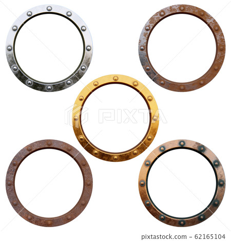 Five different round metal frames isolated on... - Stock Illustration ...