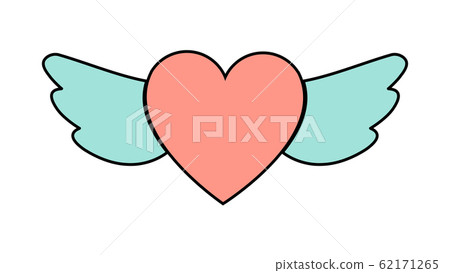 Simple flat icon beautiful hearts with wings-插圖素材 [62171265] - PIXTA圖庫