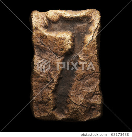Rocky number 7. Font of stone isolated on black... - Stock Illustration ...