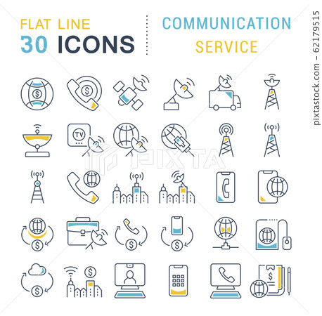 Set Vector Line Icons of Communication Service - Stock Illustration ...