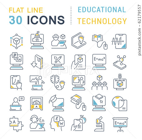 Set Vector Line Icons of Educational Technology - Stock Illustration ...