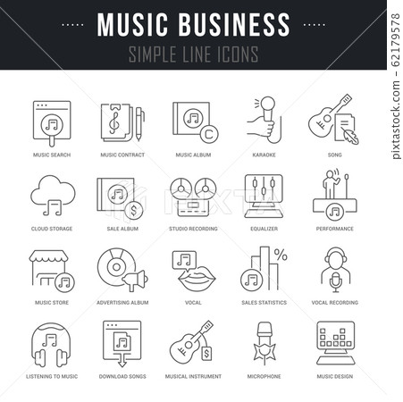 Set Vector Line Icons of Music Business - Stock Illustration [62179578 ...