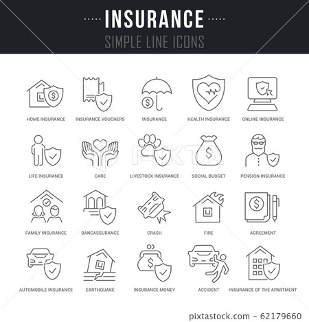 Set Vector Line Icons of Insurance - Stock Illustration [62179660] - PIXTA