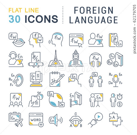 Set Vector Line Icons of Foreign Language.-插圖素材 [62179705] - PIXTA圖庫