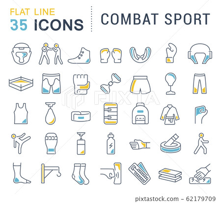 Set Vector Line Icons of Combat Sport. - Stock Illustration [62179709 ...