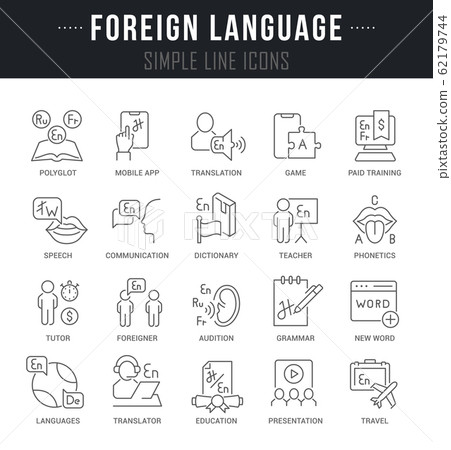 Set Vector Line Icons of Foreign Language.-插圖素材 [62179744] - PIXTA圖庫