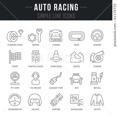 Set Vector Line Icons of Auto Racing. - Stock Illustration [62179759 ...