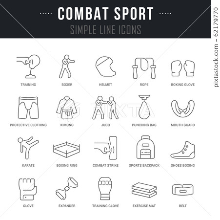 Set Vector Line Icons of Combat Sport. - Stock Illustration [62179770 ...