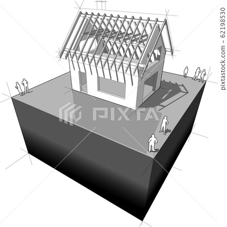 Construction of simple detached house with... - Stock Illustration ...
