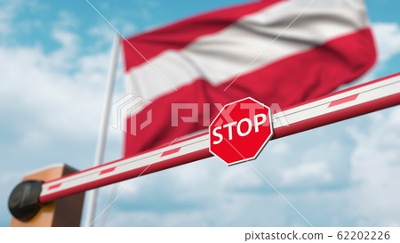 Closed boom gate on the Austrian flag... - Stock Illustration [62202226 ...