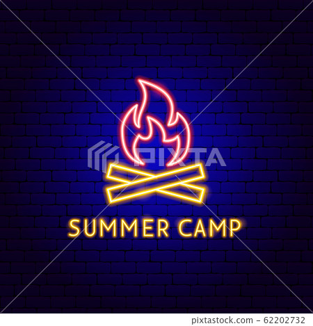 Summer Camp Neon Label - Stock Illustration [62202732] - PIXTA