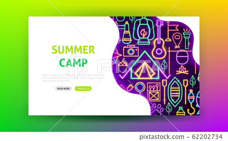 Summer Camp Neon Landing Page - Stock Illustration [62202734] - PIXTA