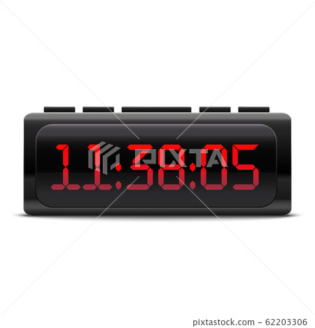 Realistic Detailed 3d Black Digital Countdown... - Stock Illustration ...