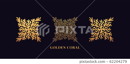 Golden reef coral by square shape. Second set of - Stock Illustration ...