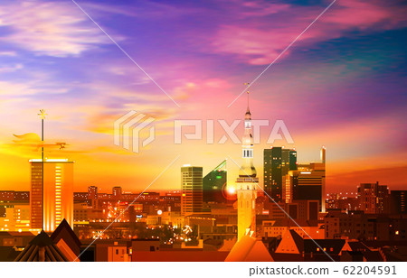 abstract spring background with pink gold sunset - Stock Illustration ...