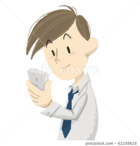 A man seeing a smartphone - Stock Illustration [62208628] - PIXTA