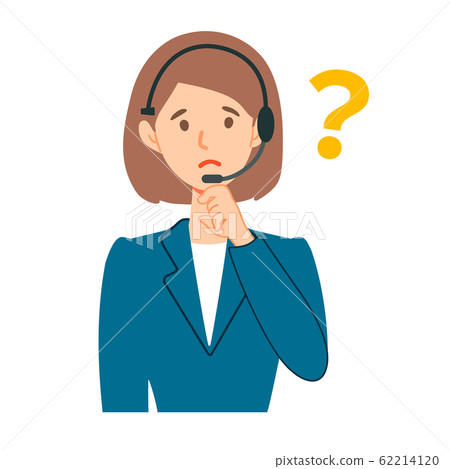 Call center operator woman thinking illustration - Stock Illustration ...